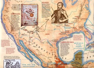 Map of Spanish expeditions in North America - Historia del Nuevo Mundo